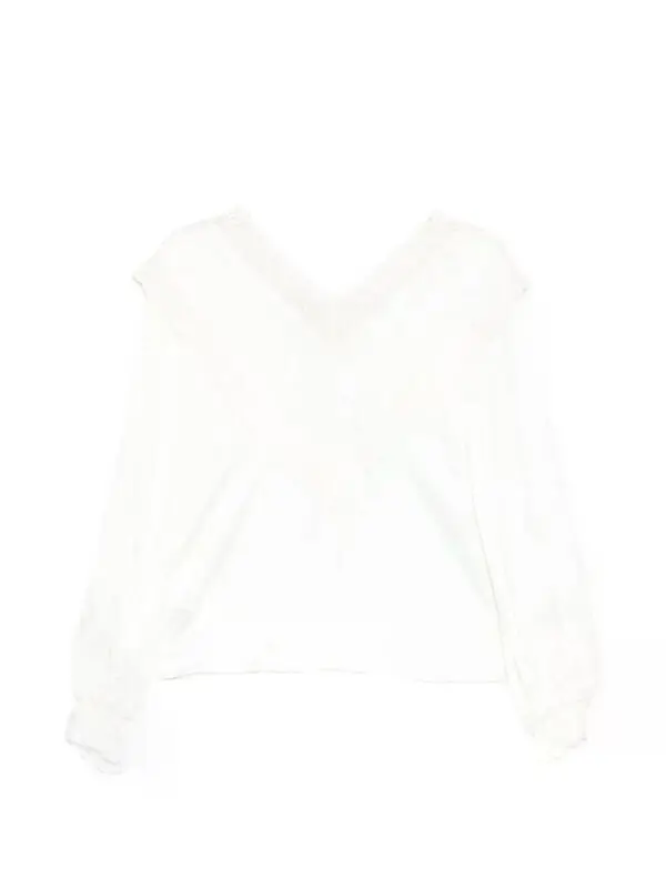 SELF-PORTRAIT Lace-trimmed Ruffled Blouse