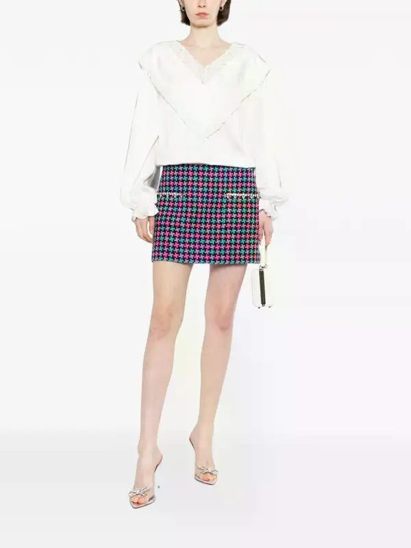 SELF-PORTRAIT Lace-trimmed Ruffled Blouse