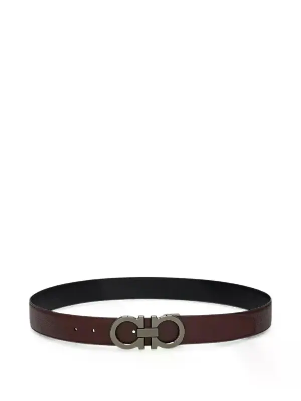 FERRAGAMO Reversible And Adjustable Gancini Belt - Brown