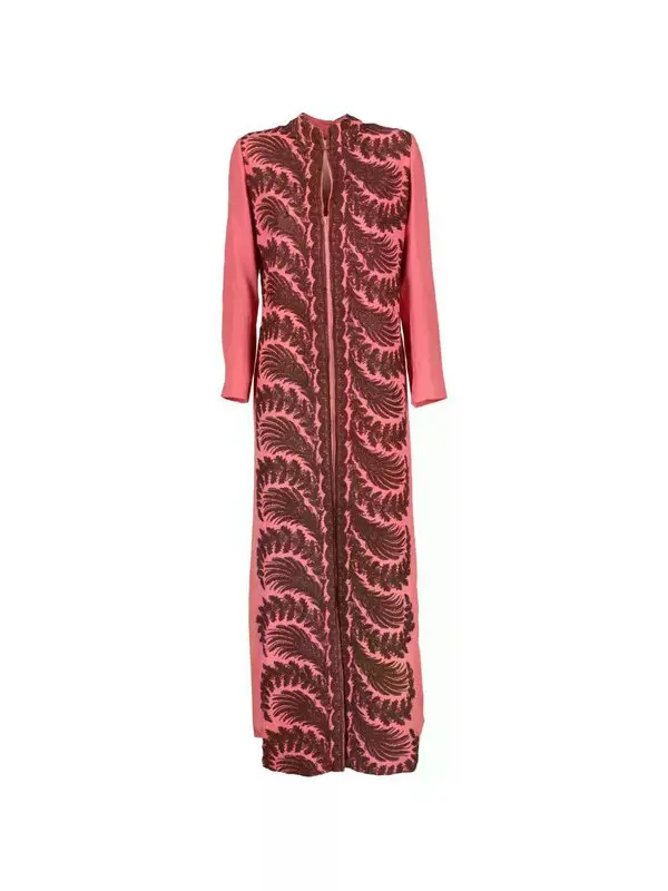 Vintage Embroidered Zip-up Maxi Dress