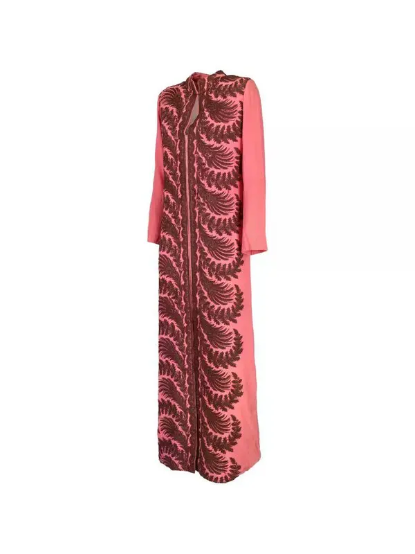 Vintage Embroidered Zip-up Maxi Dress