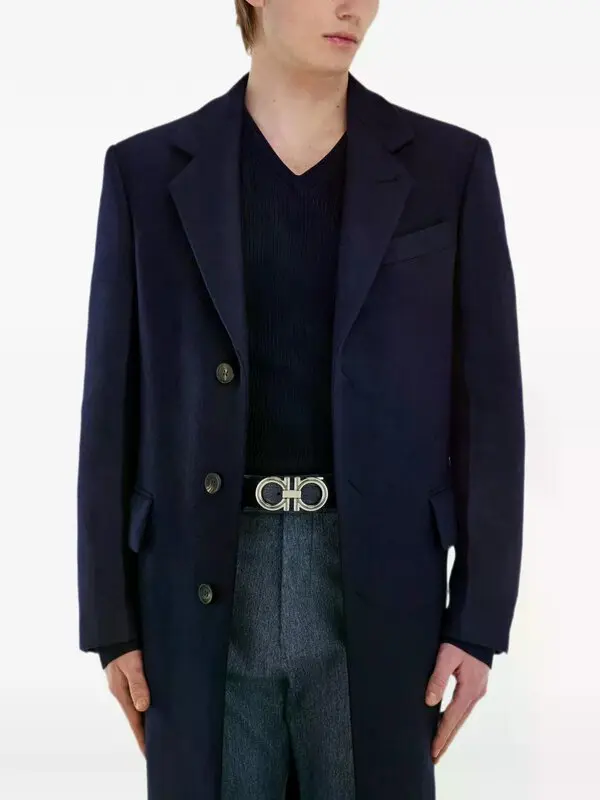 FERRAGAMO Reversible And Adjustable Gancini Belt - Blue