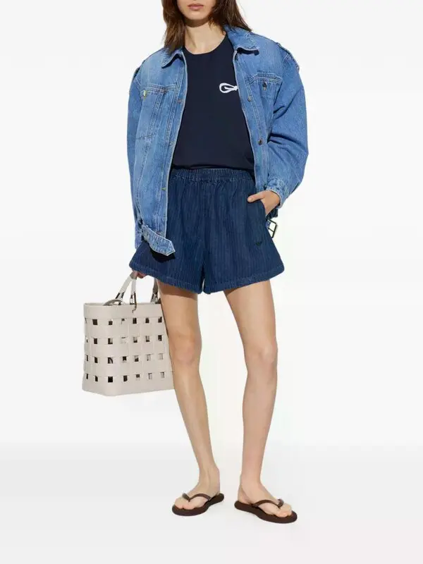 Emporio Armani Pinstripe Elasticated Mini Shorts