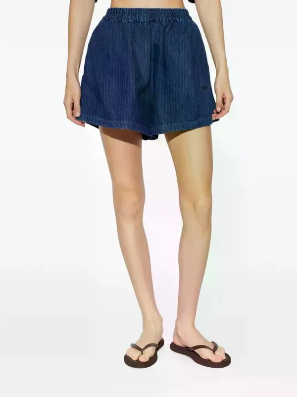 Emporio Armani Pinstripe Elasticated Mini Shorts