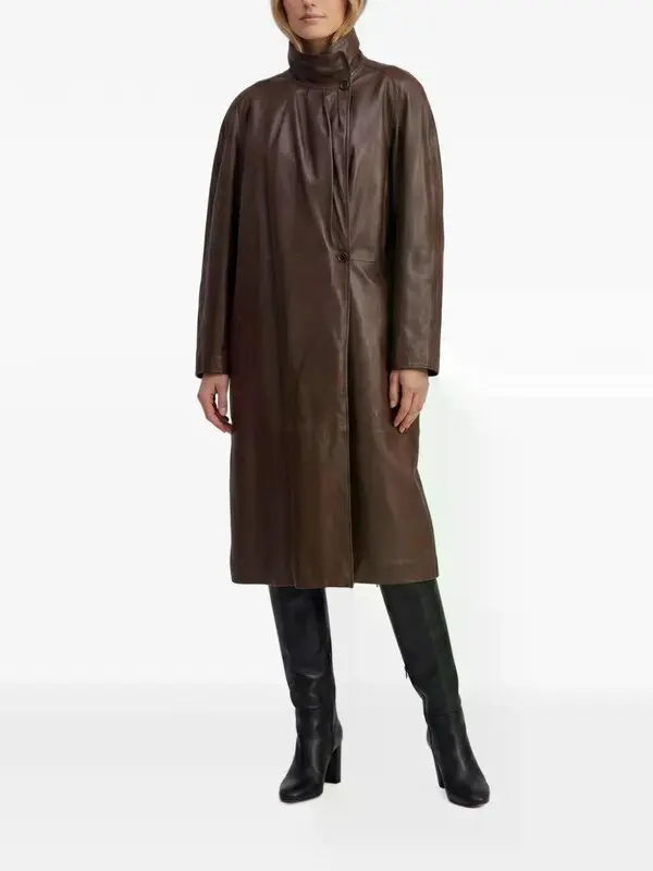 Vintage High-neck Leather Coat
