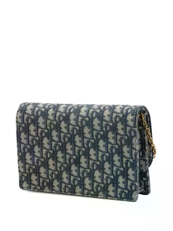 Dior Oblique Canvas Saddle Pouch Wallet On Chain Crossbody Bag - Blue