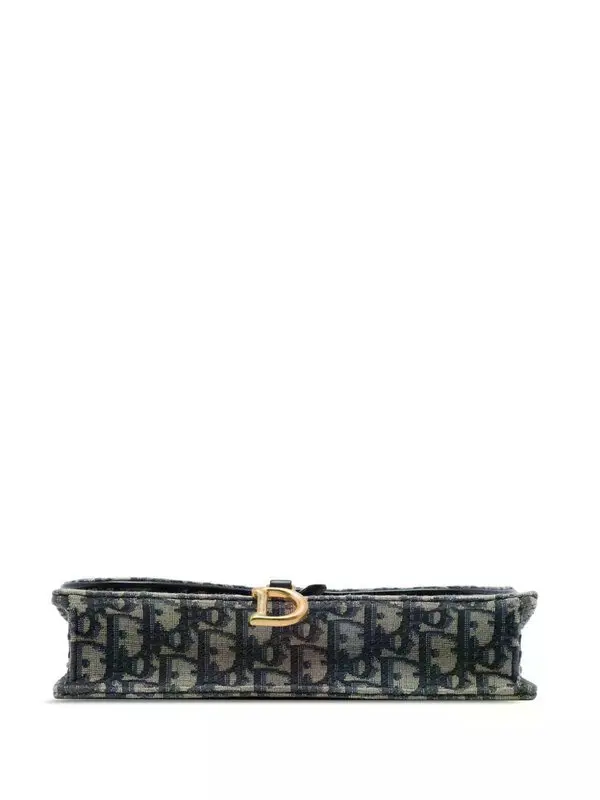 Dior Oblique Canvas Saddle Pouch Wallet On Chain Crossbody Bag - Blue