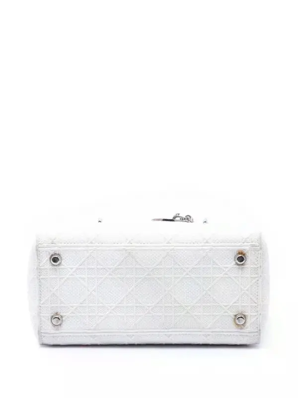 Dior Canvas Cannage Lady D Lite Satchel - White
