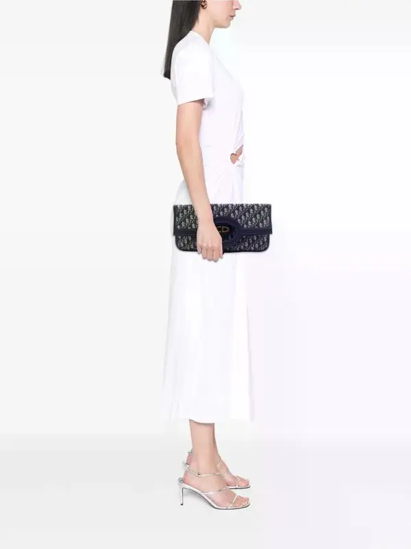 Dior Oblique Canvas Fold Over Clutch Bag - Blue