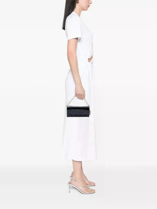 Dior 2012 Patent Cannage Lady Wallet On Chain Handbag - Black