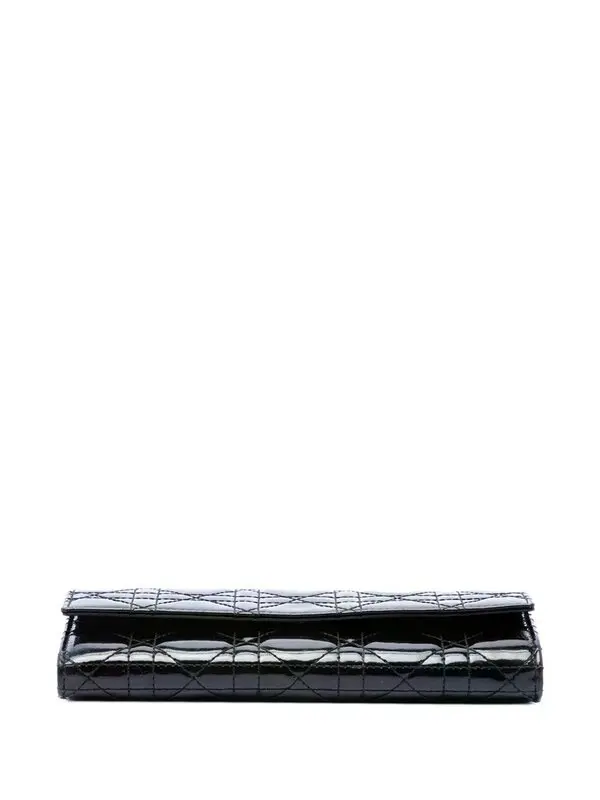 Dior 2012 Patent Cannage Lady Wallet On Chain Handbag - Black