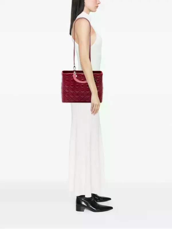 Dior Lambskin Cannage Lady Satchel - Red