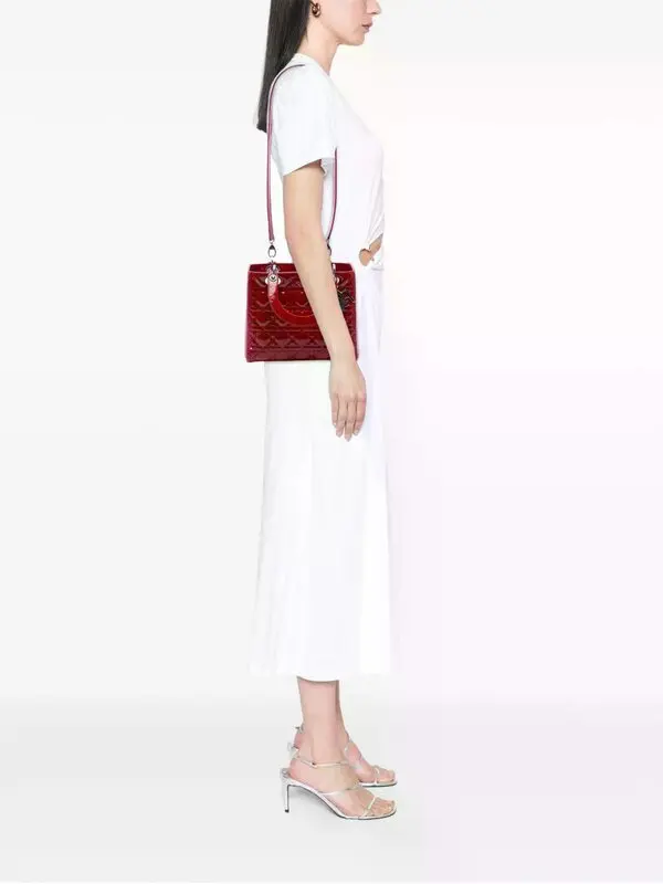 Dior Patent Leather Cannage Lady Satchel - Red