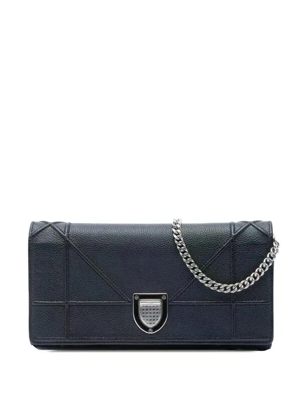 Dior Grained Calfskin Diorama Croisiere Wallet On Chain Crossbody Bag - Black