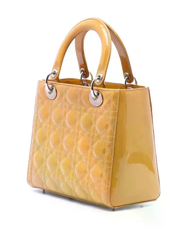 Dior Patent Cannage Lady Satchel - Yellow