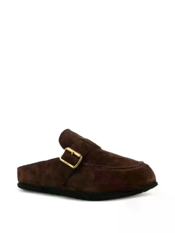 Prada Buckle-fastening Shearling-lined Slippers