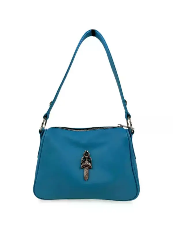 Chrome Hearts Leather Shoulder Bag With Dagger Plaque - Blue