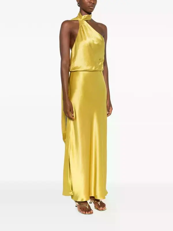 Staud Estelle One-shoulder Draped Maxi Dress - Yellow