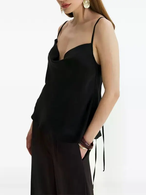 FRAMBOISE Cowl Neck Silk Top