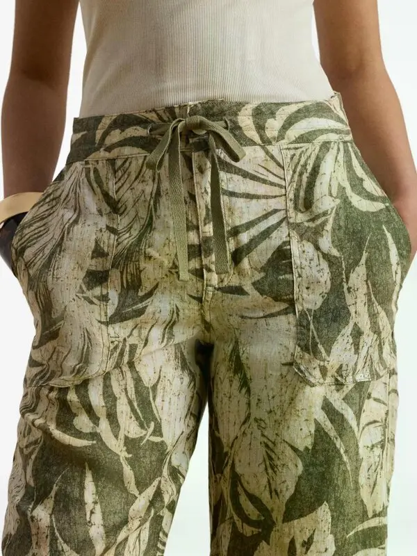 Ralph Lauren Palm Frond Print Linen Wide Leg Trousers