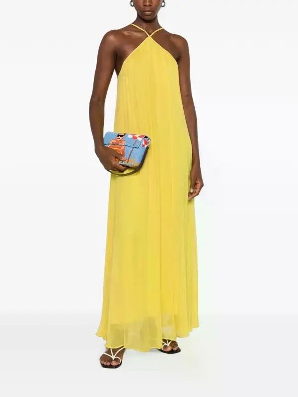 Staud Dasha Pleated Halterneck Maxi Dress