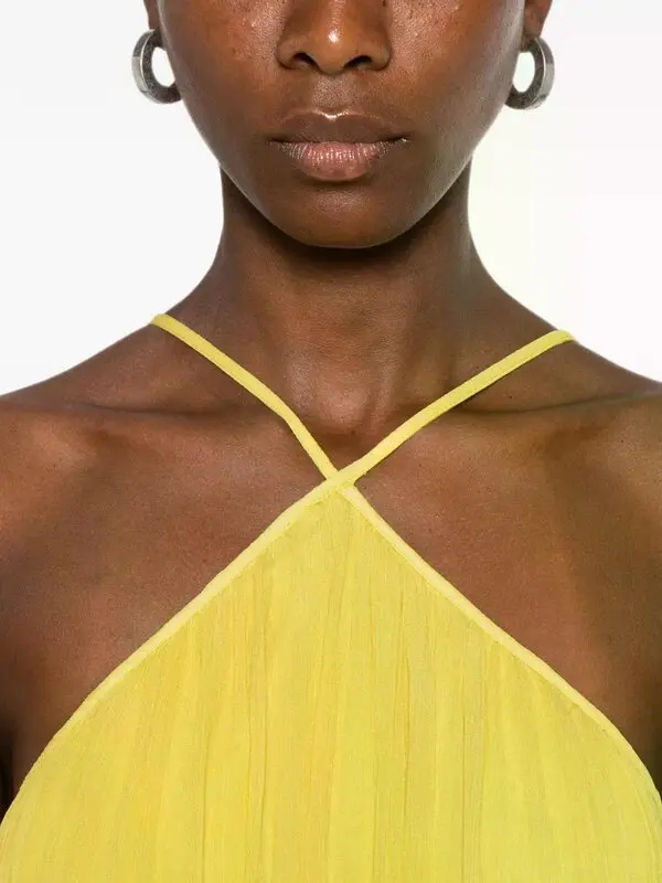 Staud Dasha Pleated Halterneck Maxi Dress