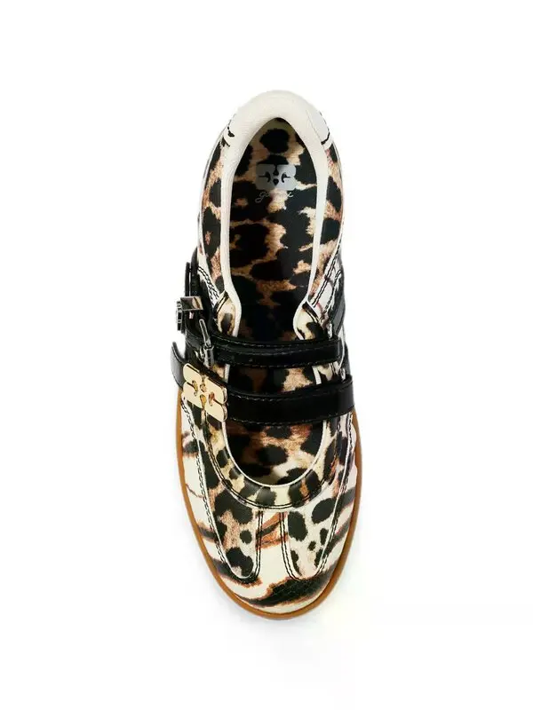 GANNI Buckled Ballet Flats With Animal Print