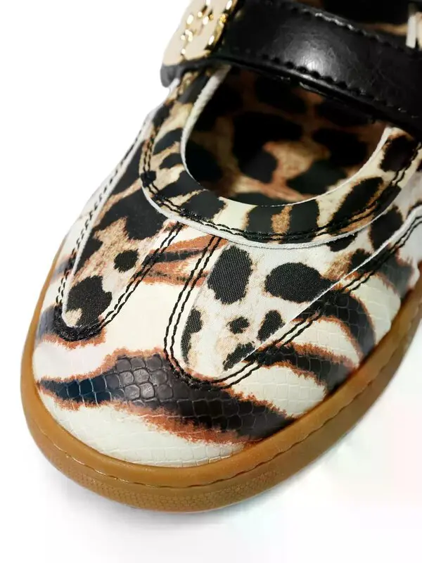 GANNI Buckled Ballet Flats With Animal Print