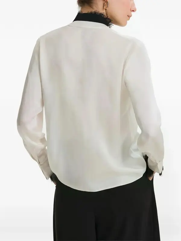 FRAMBOISE Dion Lace-trim Pussy-bow Blouse