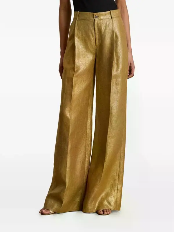 Ralph Lauren Foiled Linen Palazzo Pants