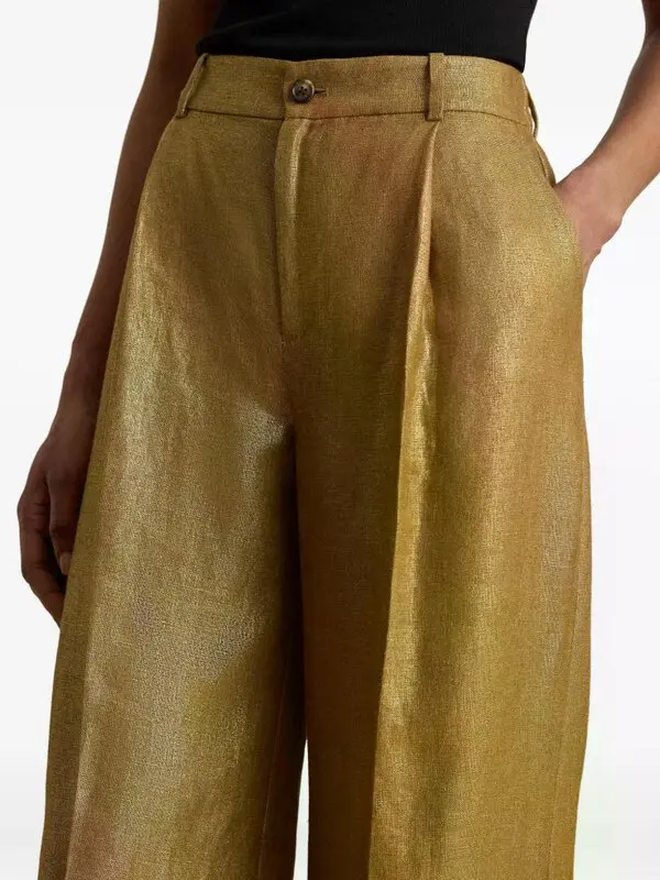 Ralph Lauren Foiled Linen Palazzo Pants
