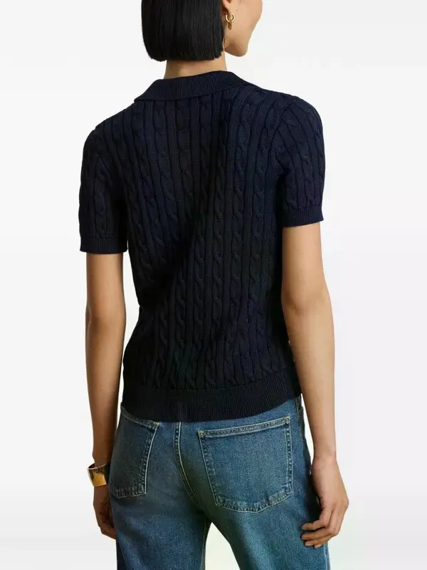 Ralph Lauren Navy Cable Knit T-shirt - Blue