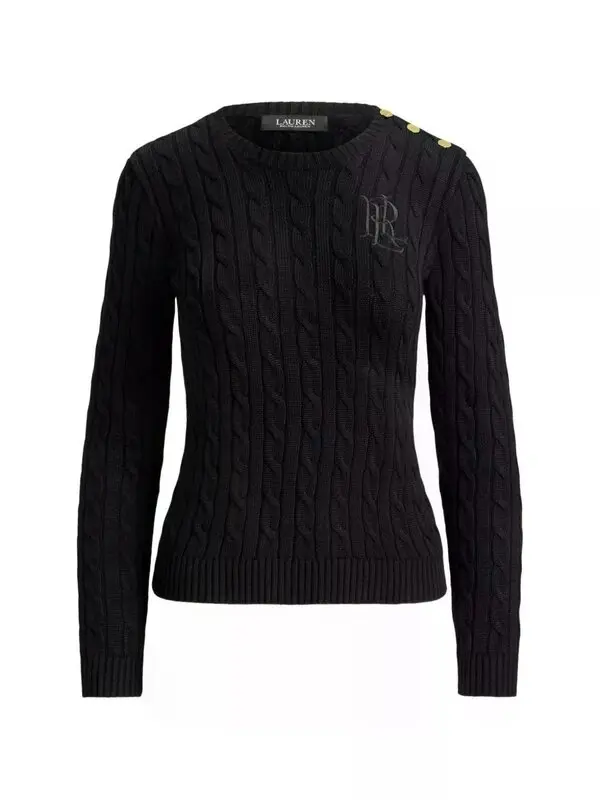 Ralph Lauren Button-trim Cable-knit Sweater - Black