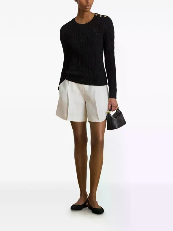 Ralph Lauren Button-trim Cable-knit Sweater - Black