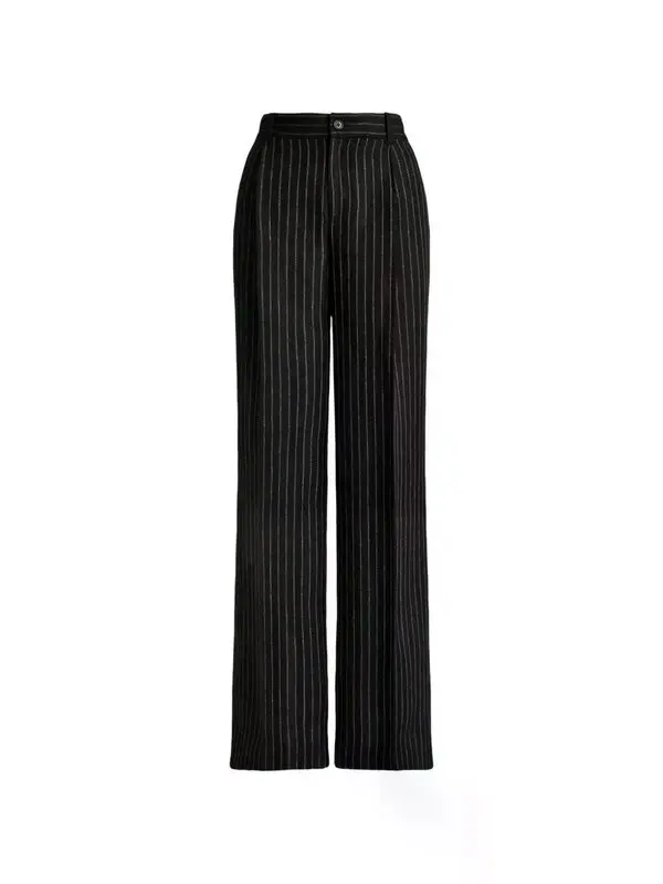 Ralph Lauren Chalk-stripe Linen Palazzo Pants