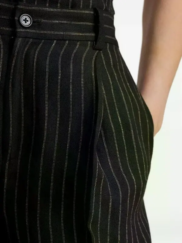 Ralph Lauren Chalk-stripe Linen Palazzo Pants
