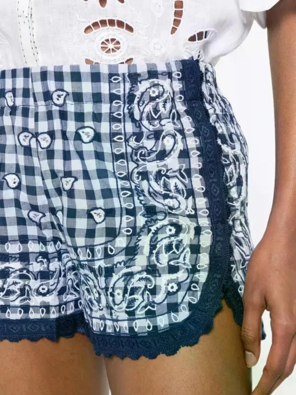 ORSINA Gingham Bandana-print Shorts