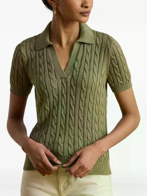 Ralph Lauren Cable-knit Short-sleeve Polo Sweater