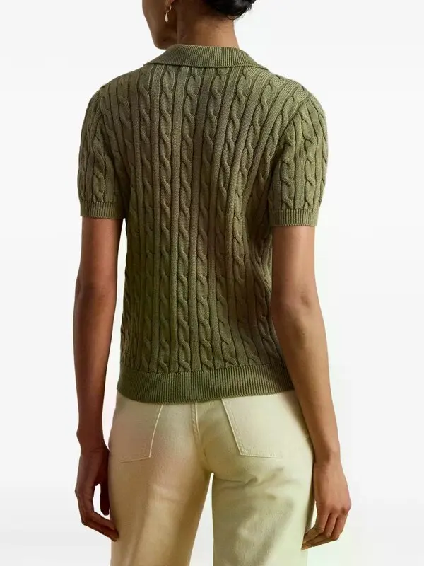 Ralph Lauren Cable-knit Short-sleeve Polo Sweater