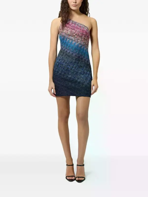 Missoni One-shoulder Zigzag-knit Mini Dress