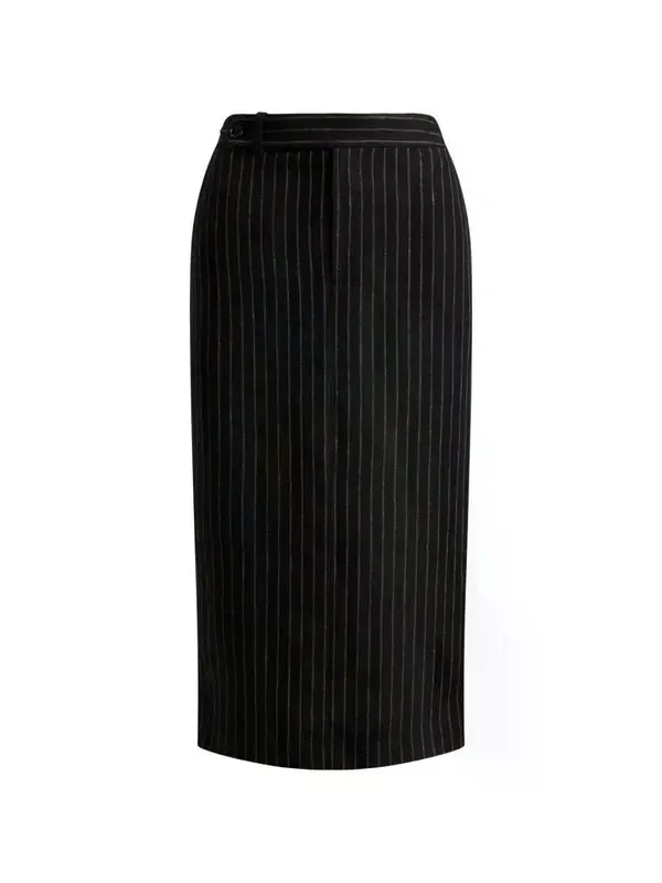 Ralph Lauren Chalk-stripe Linen Midi Skirt