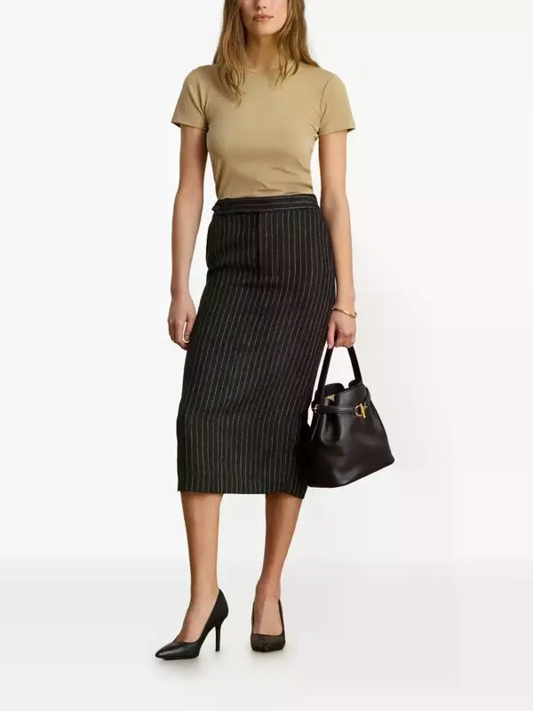Ralph Lauren Chalk-stripe Linen Midi Skirt