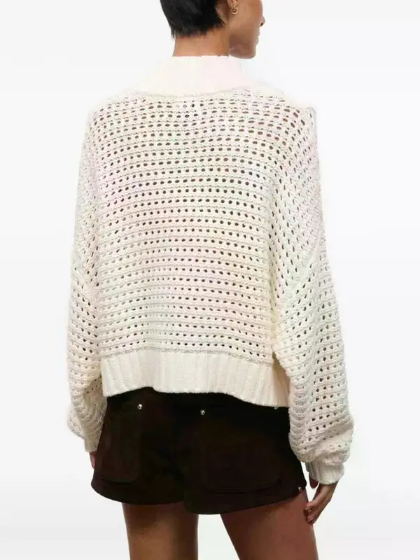 Staud Open-knit Quarter-zip Sweater