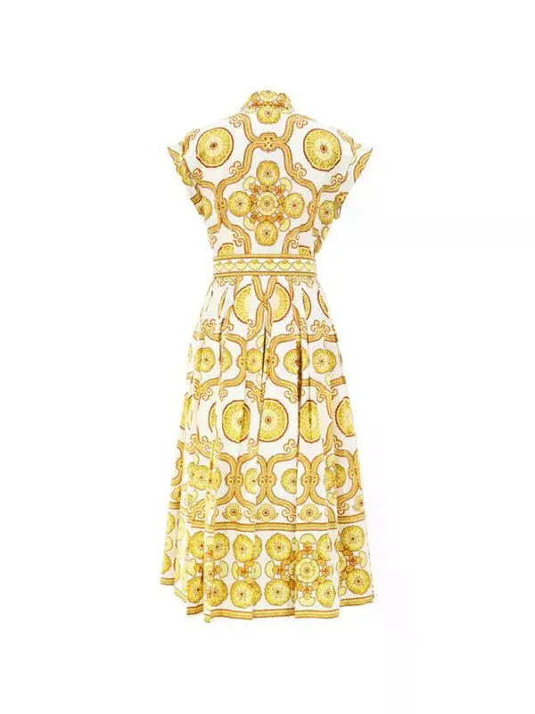 Cara Cara Octavia Midi Dress With Classic Collar And Pleated Skirt