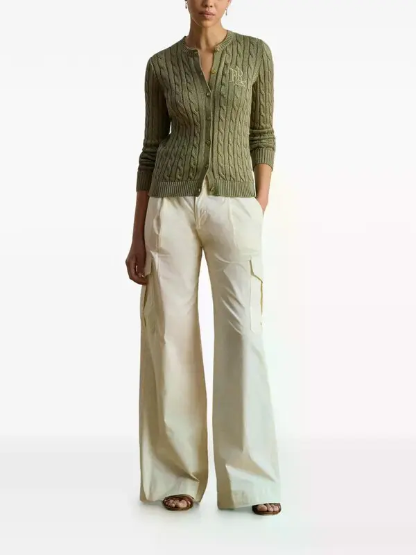 Ralph Lauren Cable-knit Logo Embroidered Cardigan