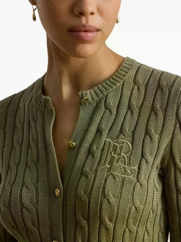 Ralph Lauren Cable-knit Logo Embroidered Cardigan