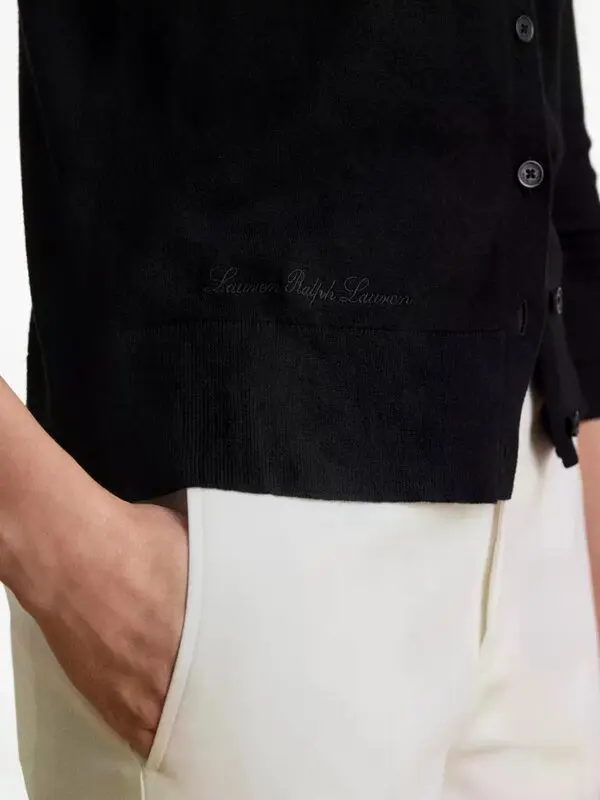 Ralph Lauren V-neck Embroidered Logo Cardigan