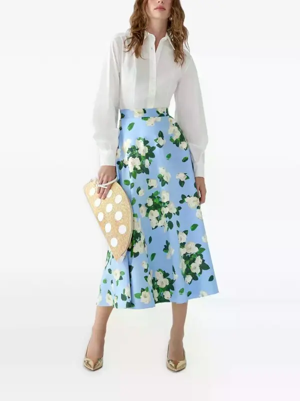 Carolina Herrera Floral Print Midi Skirt