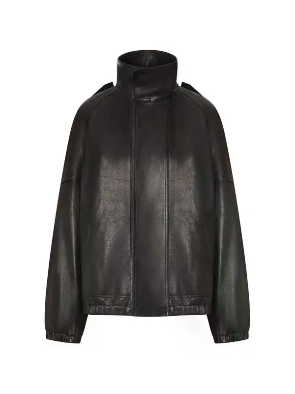 Saint Laurent High-neck Oversized Leather Jacket