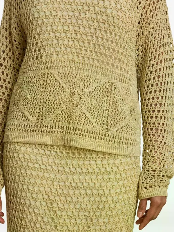 Ralph Lauren Brown Pointelle Knit Boat Neck Sweater